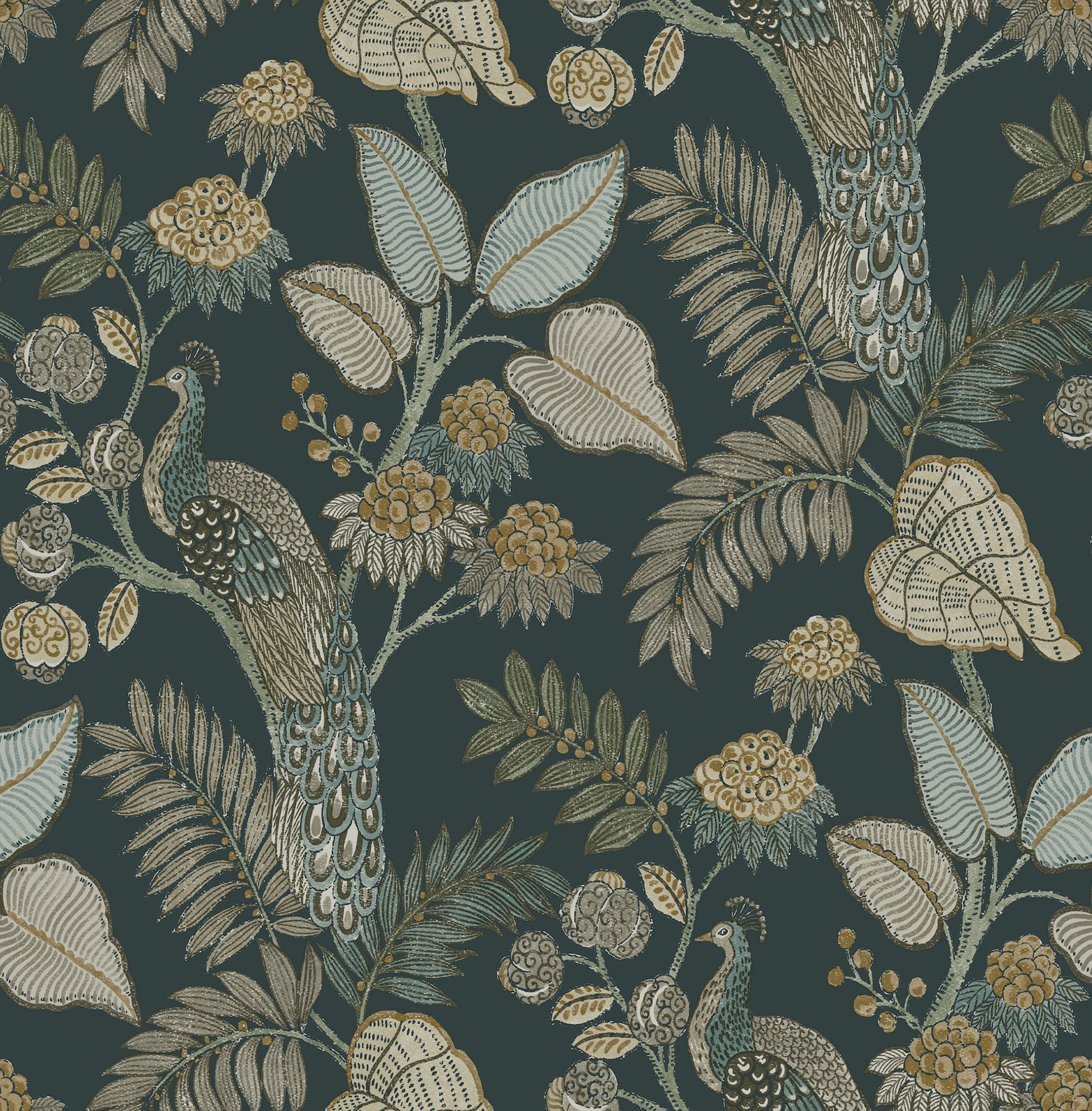 York Wallcoverings A-Street Prints Geneva Sea Green Peacock Paradise W ...
