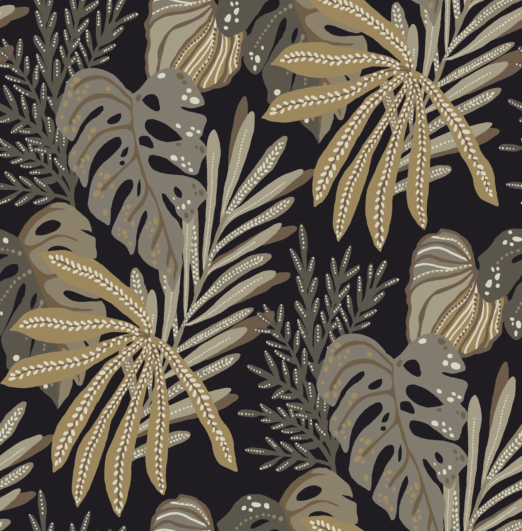 York Wallcoverings A-Street Prints Alocasia Neutral Tropical Foliage W ...