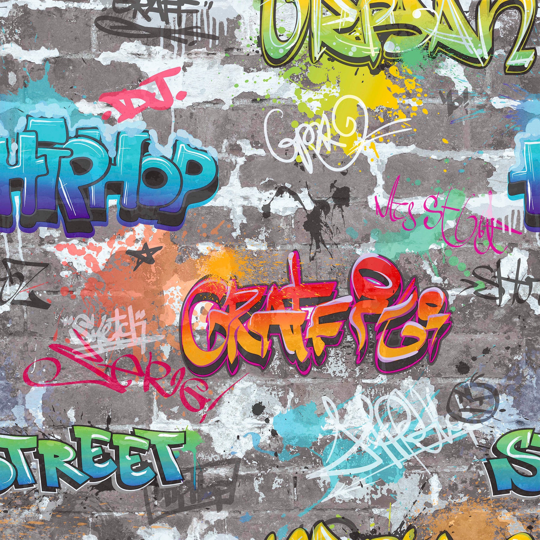 York Wallcoverings Advantage Graffiti Wall Multicolor Street Styles Wa ...