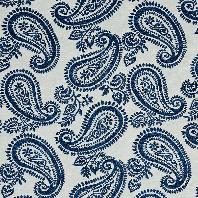 SCHUMACHER FABRIC NEW TRADITIONAL MILENA PAISLEY BLUE - 78722 ...