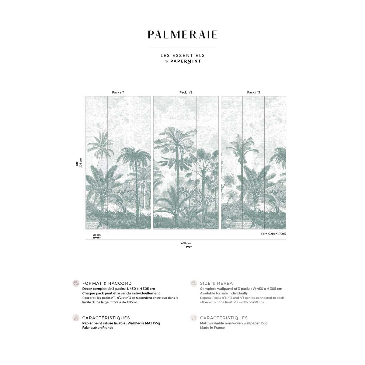 Veer Decor Palm Grove Pack 1, 2 & 3 in Green Wall Mural Nature Mural G ...