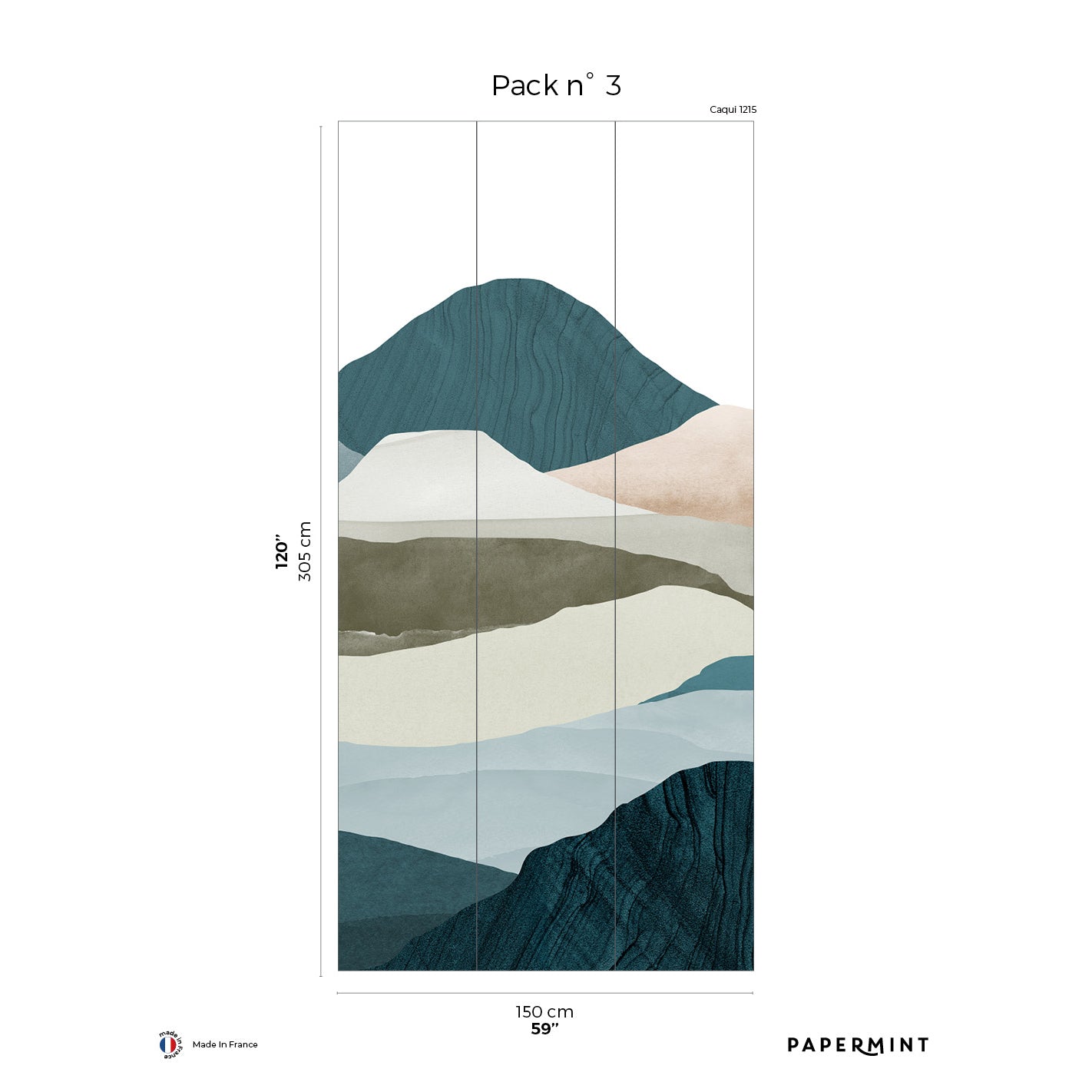 Veer Decor Montagna Pack 3 in Teal Wall Mural Nature Mural Teal Mural ...