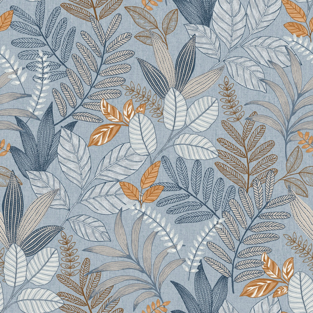 Veer Decor Allure Foliage Blue Wallpaper Nature Contemporary/Modern Bl ...