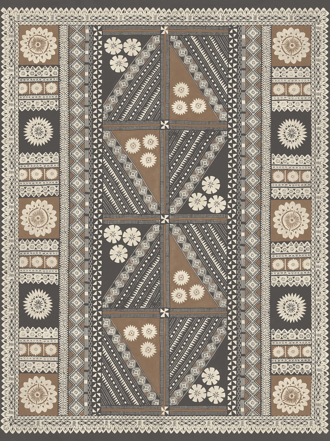 York Wallcoverings Artifacts Tapa Sienna Wall Mural Bohemian Geometric ...