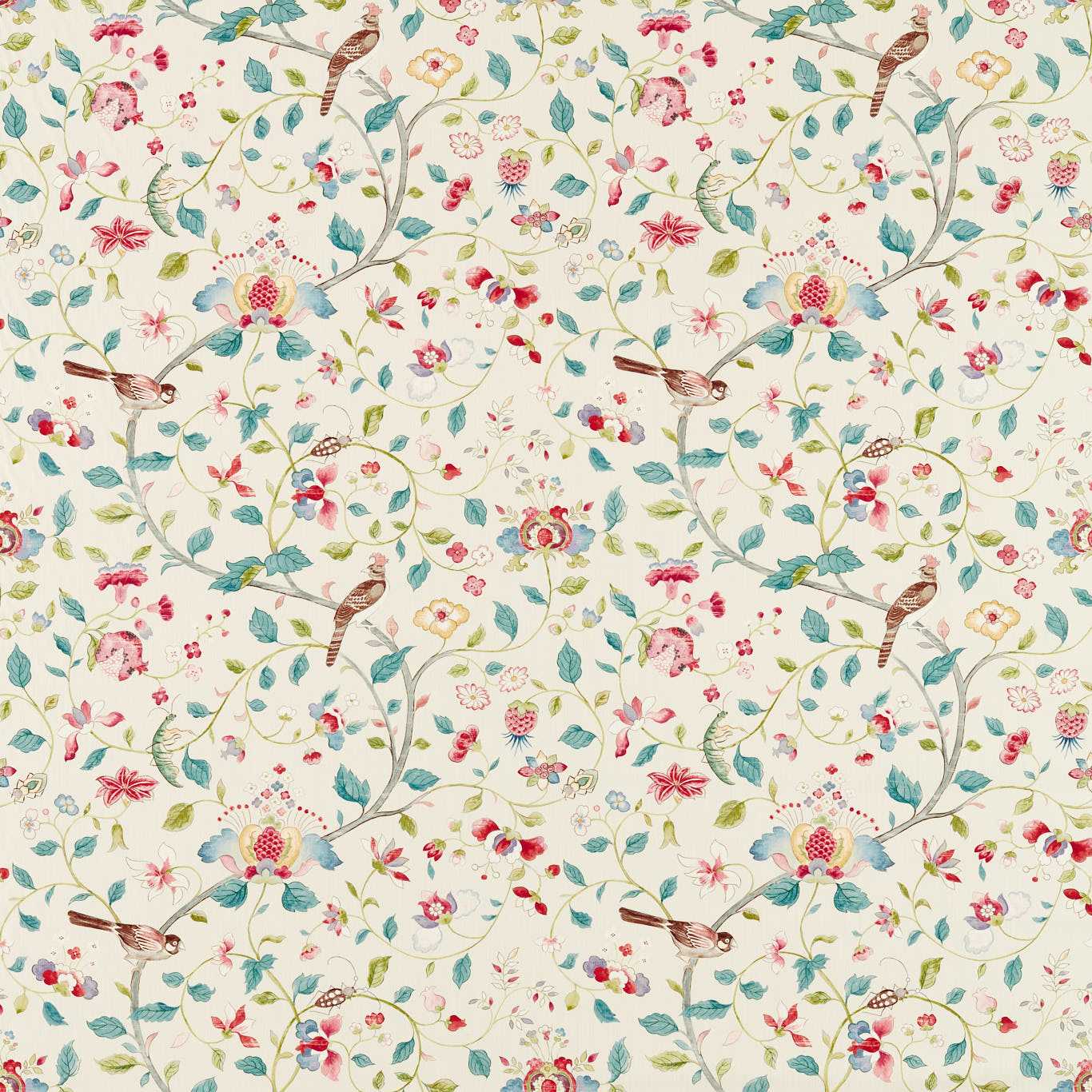 SANDERSON Aril?s Garden Fabric Animals Blue Clay,Pink - DARF227067 ...