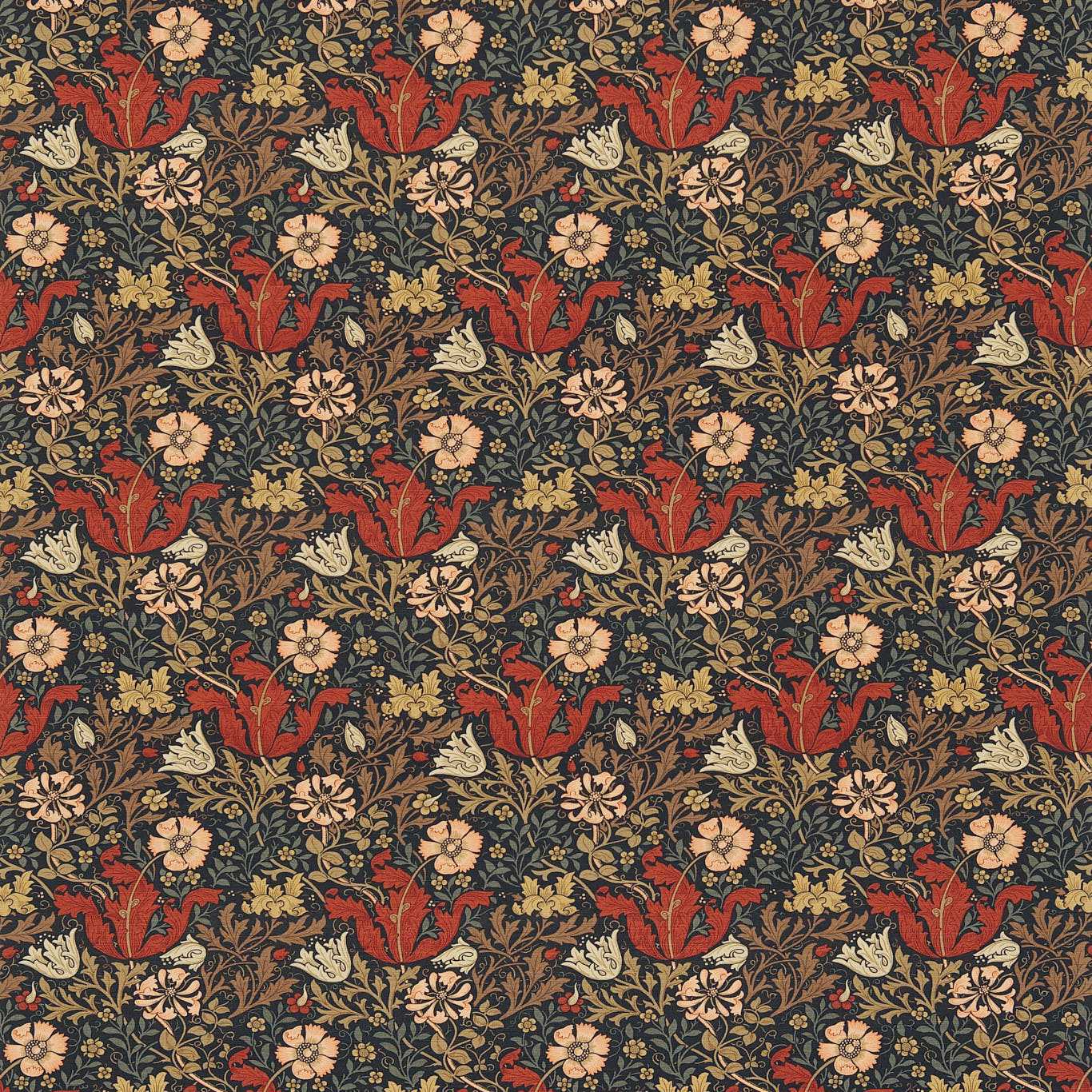 MORRIS & CO Compton Fabric Leaves , Trees Terracotta,Sandstone - DMC19 ...