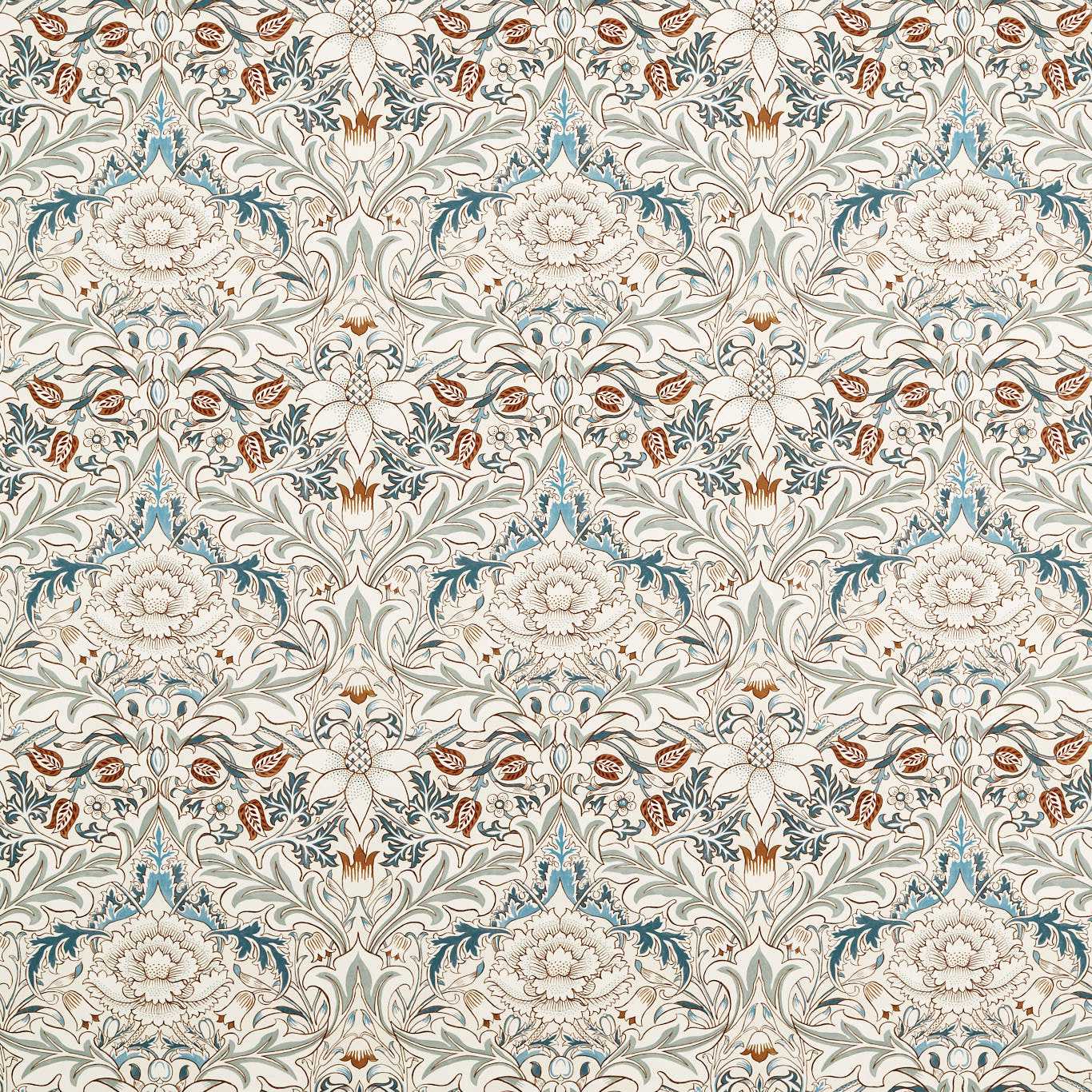 MORRIS & CO Simply Severn WW Fabric Contemporary, Floral Sage Leaf,Tan ...