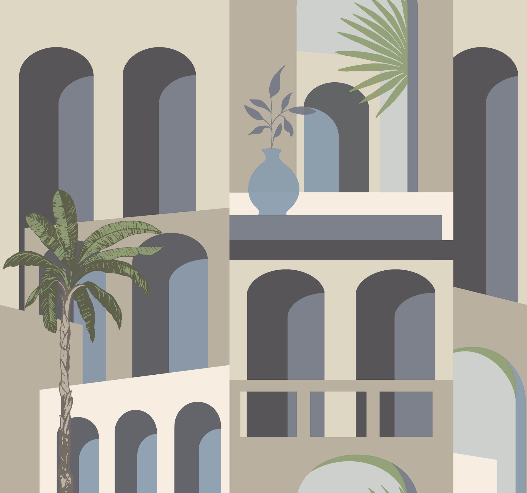York Wallcoverings Montecito Monte Vista Seaside Wallpaper Bohemian No ...