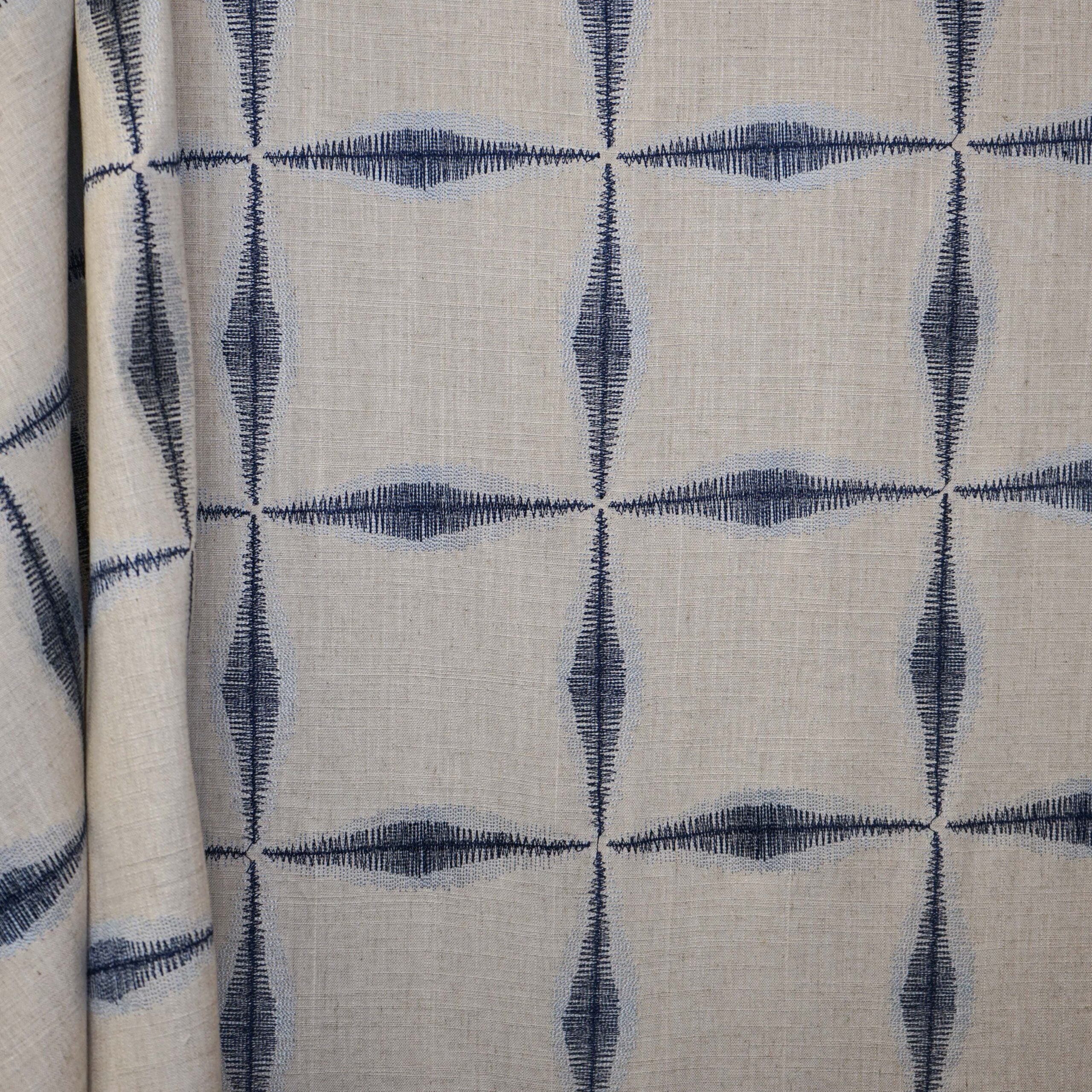 JF Fabrics JF Studio QUADRANT 69 Fabric Geometric Navy, Blue Embroider ...