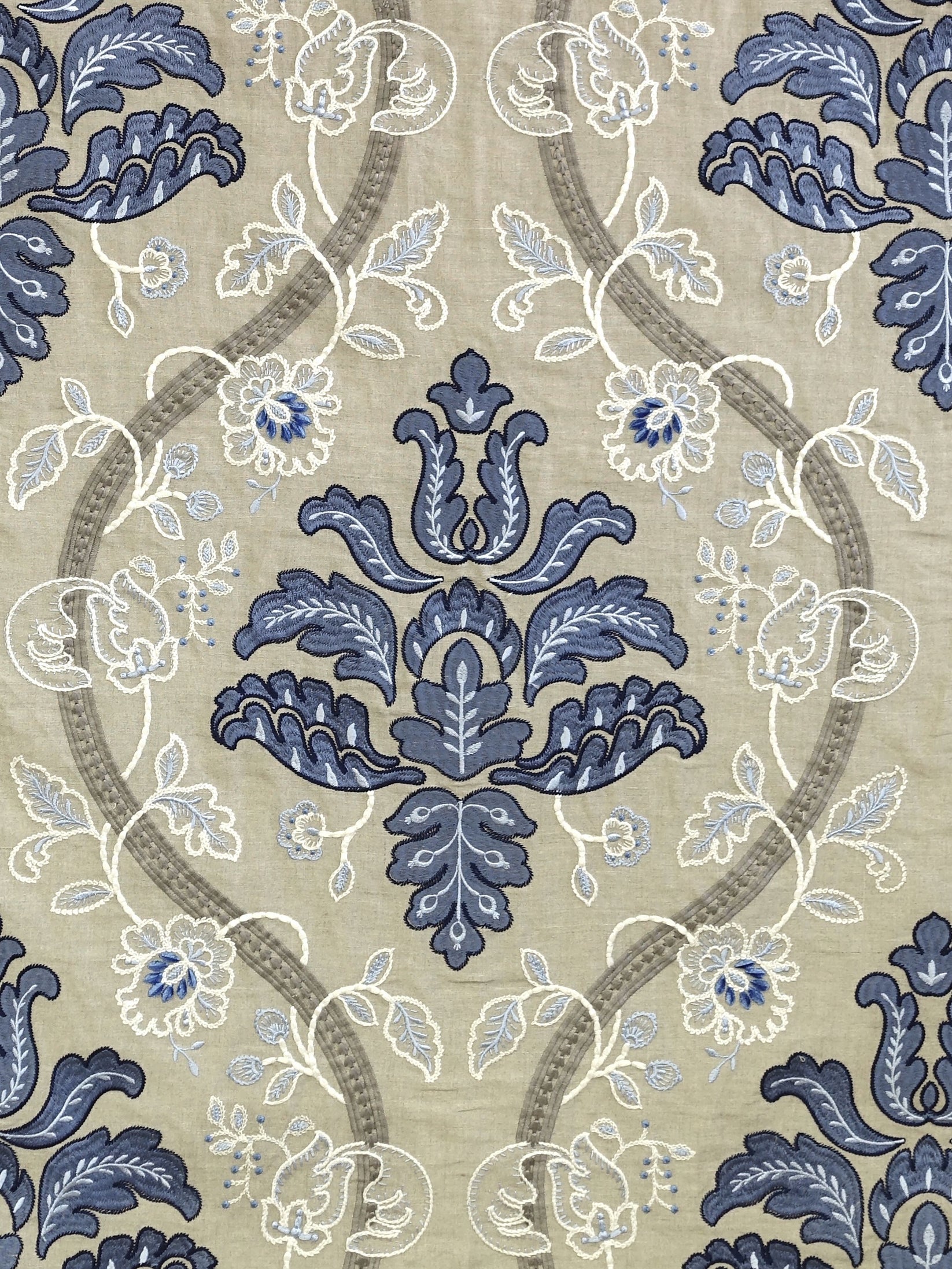 SCALAMANDRE ISABELLA EMBROIDERY FABRIC PORCELAIN - SC 000227033 NEW SK ...