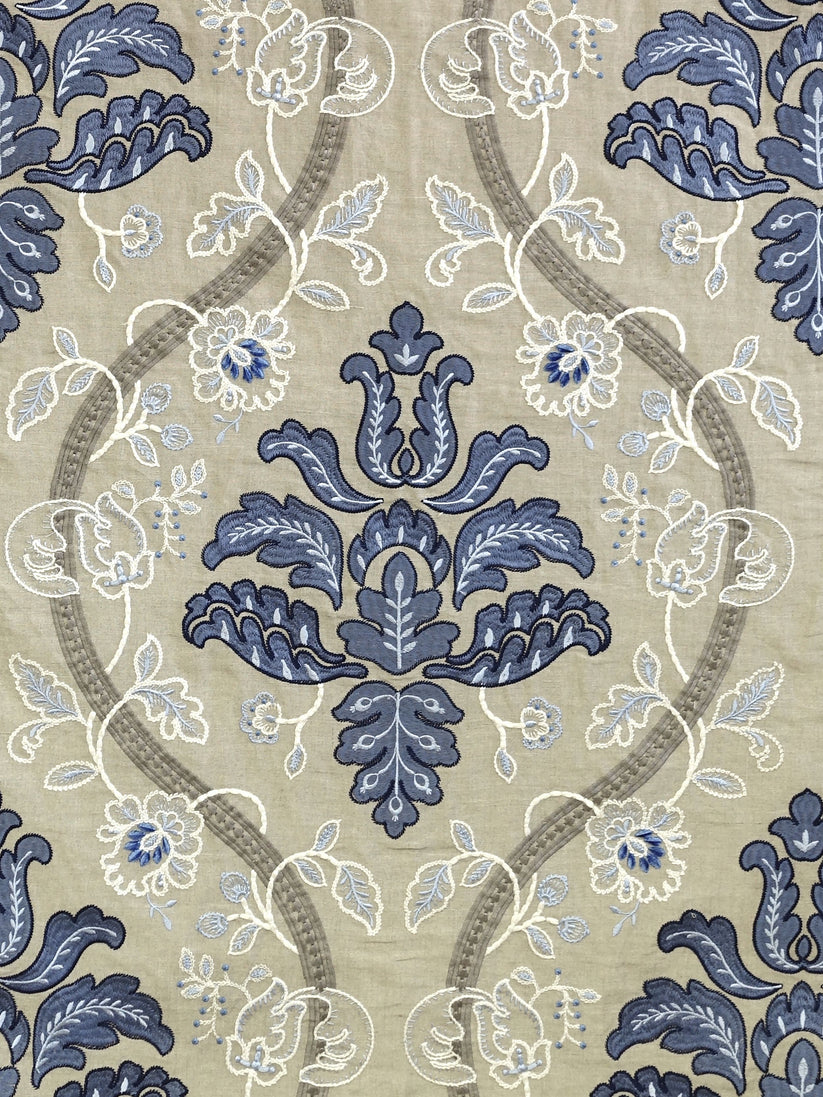 SCALAMANDRE ISABELLA EMBROIDERY FABRIC PORCELAIN - SC 000227033 NEW SK ...