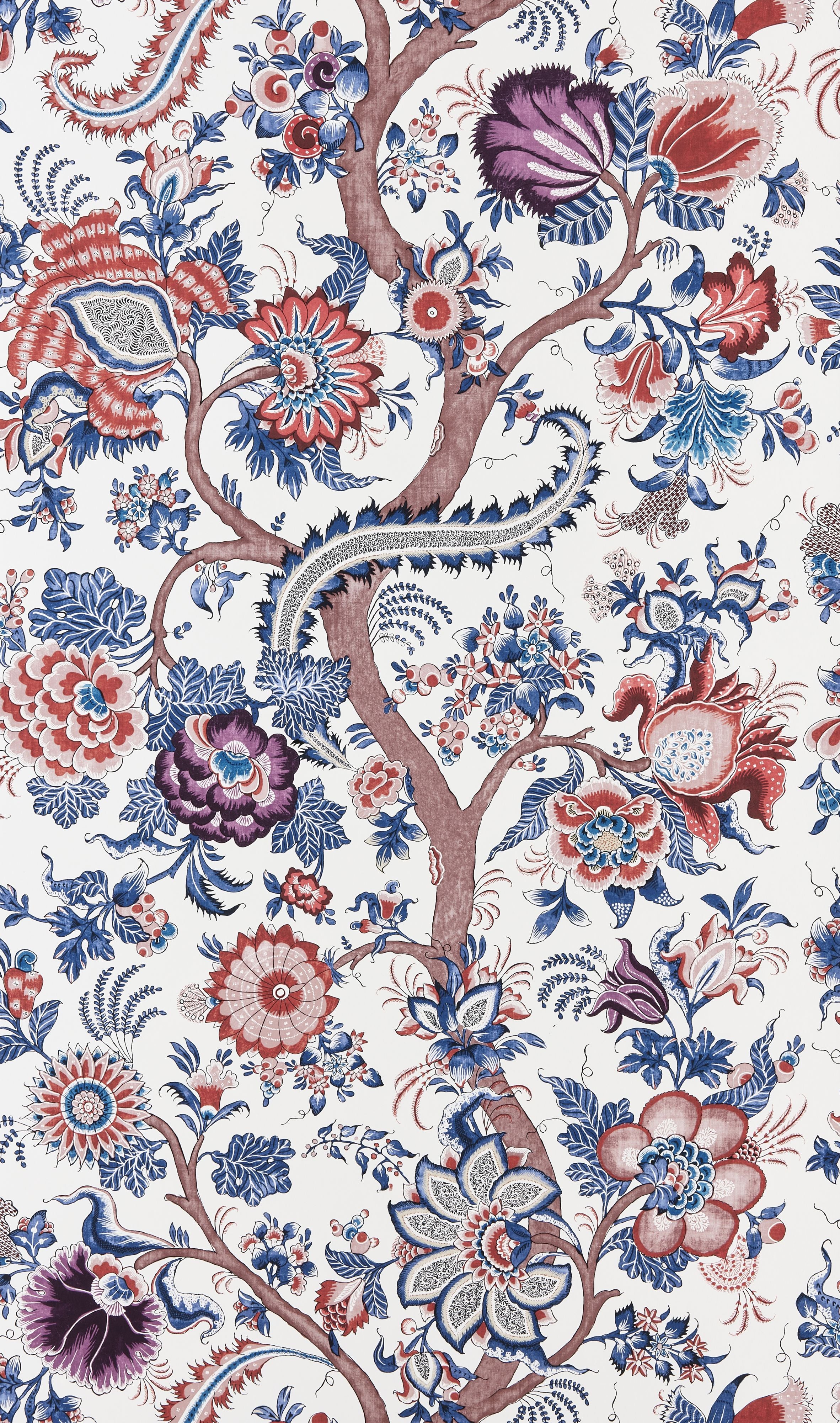SCALAMANDRE METROPOLITAN PALAMPORE BOTANICAL , FOLIAGE FLORAL JACOBEAN ...