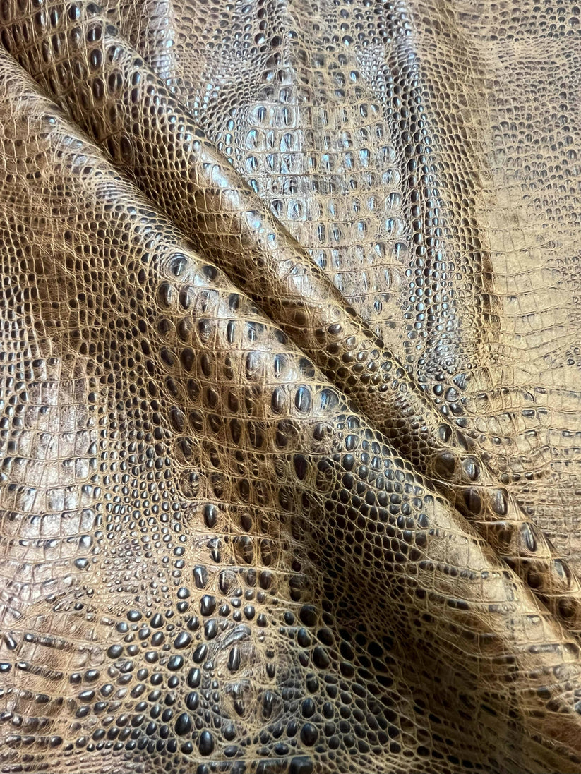 Alligator Hand Tipped Embossed Brown Cowhide – Primoends "Home Decor to Go"